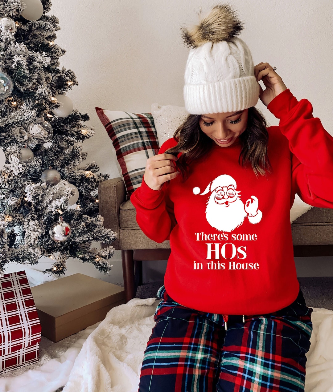 Funny Santa 'there's Some Hos' Christmas Sweatshirt - Etsy UK
