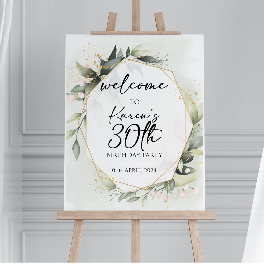 Personalised 30th Birthday Party Welcome Sign TLPC30001 Physical or ...