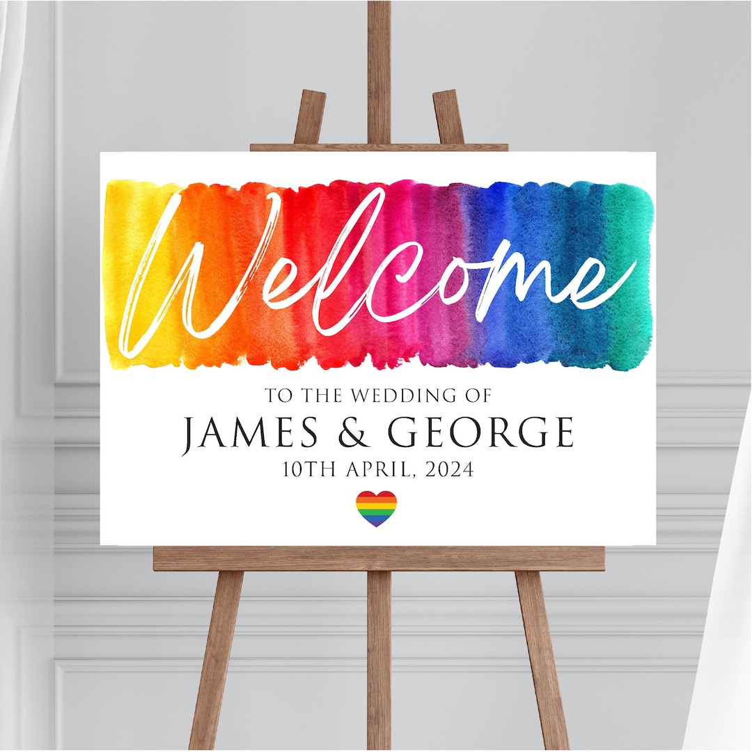 Personalised Wedding Welcome Sign Rainbow TLPCW010 Physical or Digital ...