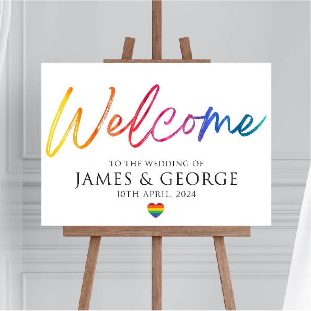 Personalised Wedding Welcome Sign Rainbow TLPCW009 Physical or Digital ...