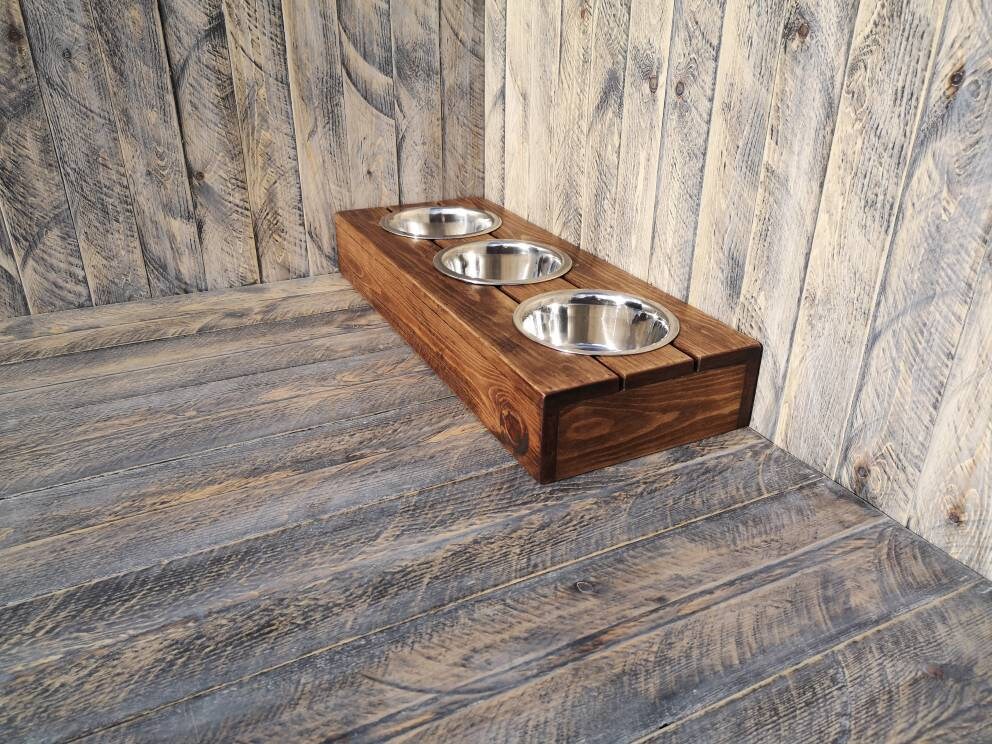 HANDMADE Pet Dog / Cat Bowl Stand With Bowls Sturdy Rustic | Etsy UK