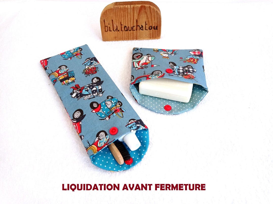 Soap, Toothbrush and Toothpaste Pouches in Double-layer Coated Cotton ...