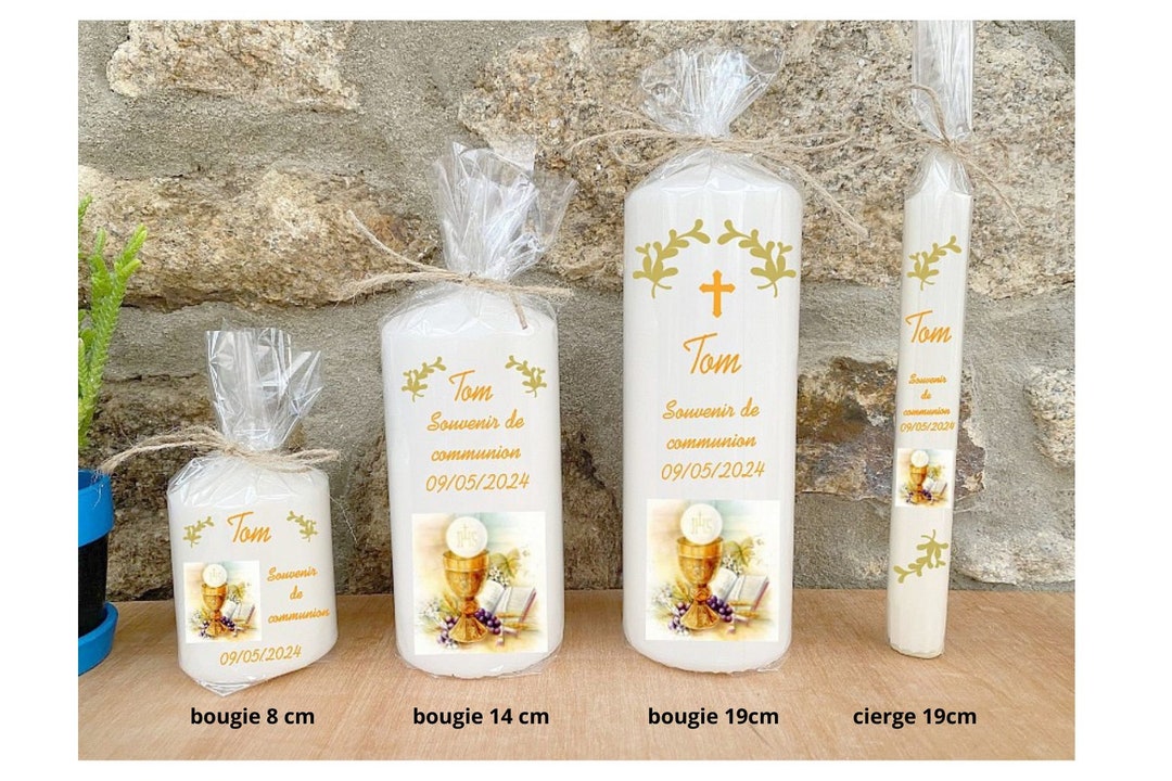 Bougie personnalisée Communion, Confirmation, Première communion ...