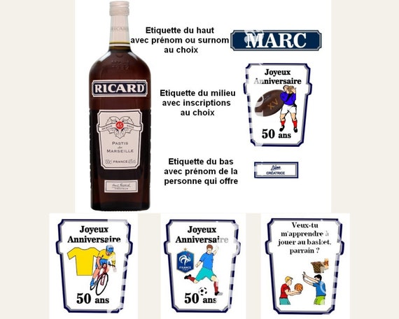 Etiquettes ricard personnalisées pour bouteille Inscriptions - Etsy France