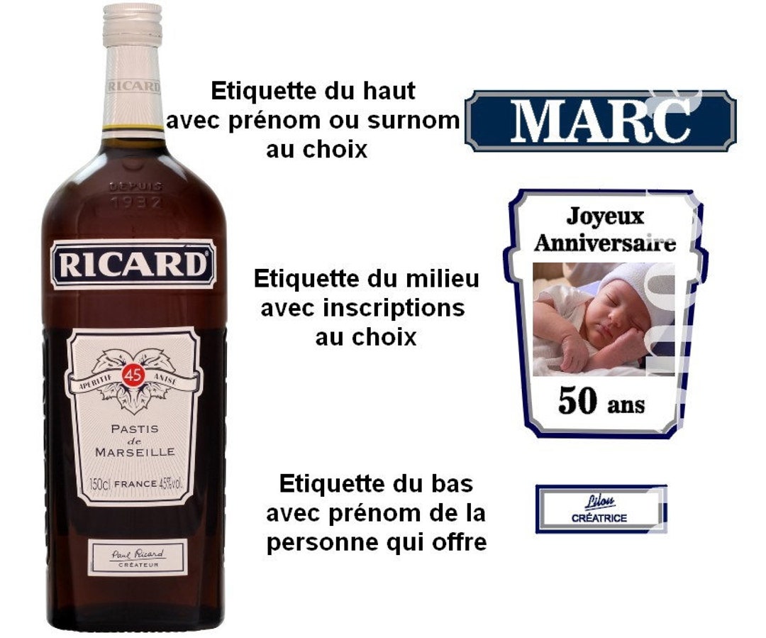 Personalized Ricard Labels for Bottle, Inscriptions of Your Choice ...