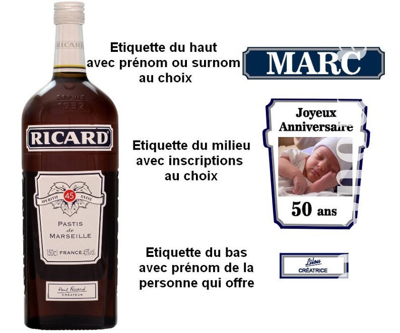 Personalized Ricard Labels for Bottle, Inscriptions of Your Choice ...