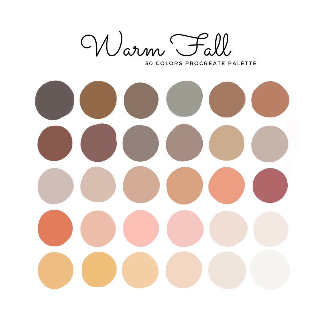 Warm Fall Procreate Color Palette Hex Code iPad Color for Design and ...