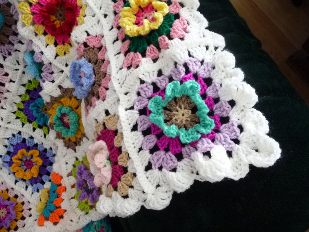 Boho/gypsy Style Blanket/plaid, Granny Square Crochet, Granny Square ...