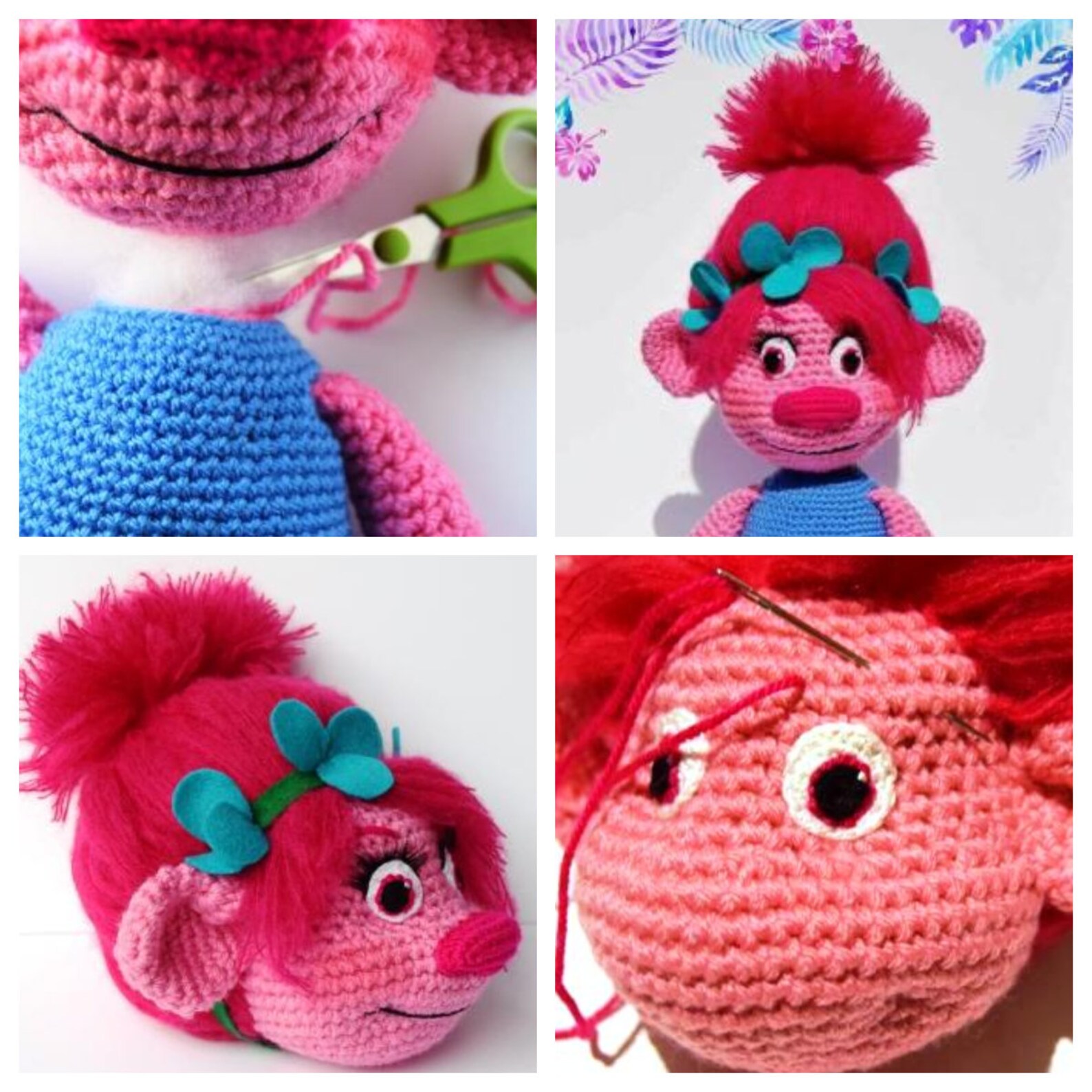 Crochet Doll Pattern Poppy the Troll, Poppy the Troll Crochet Doll ...