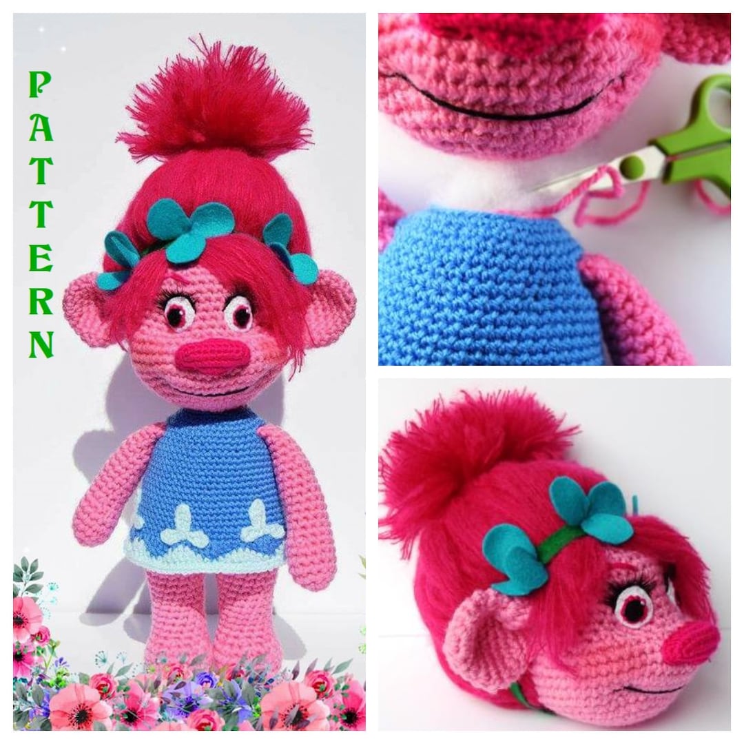 Crochet Doll Pattern Poppy the Troll, Poppy the Troll Crochet Doll ...