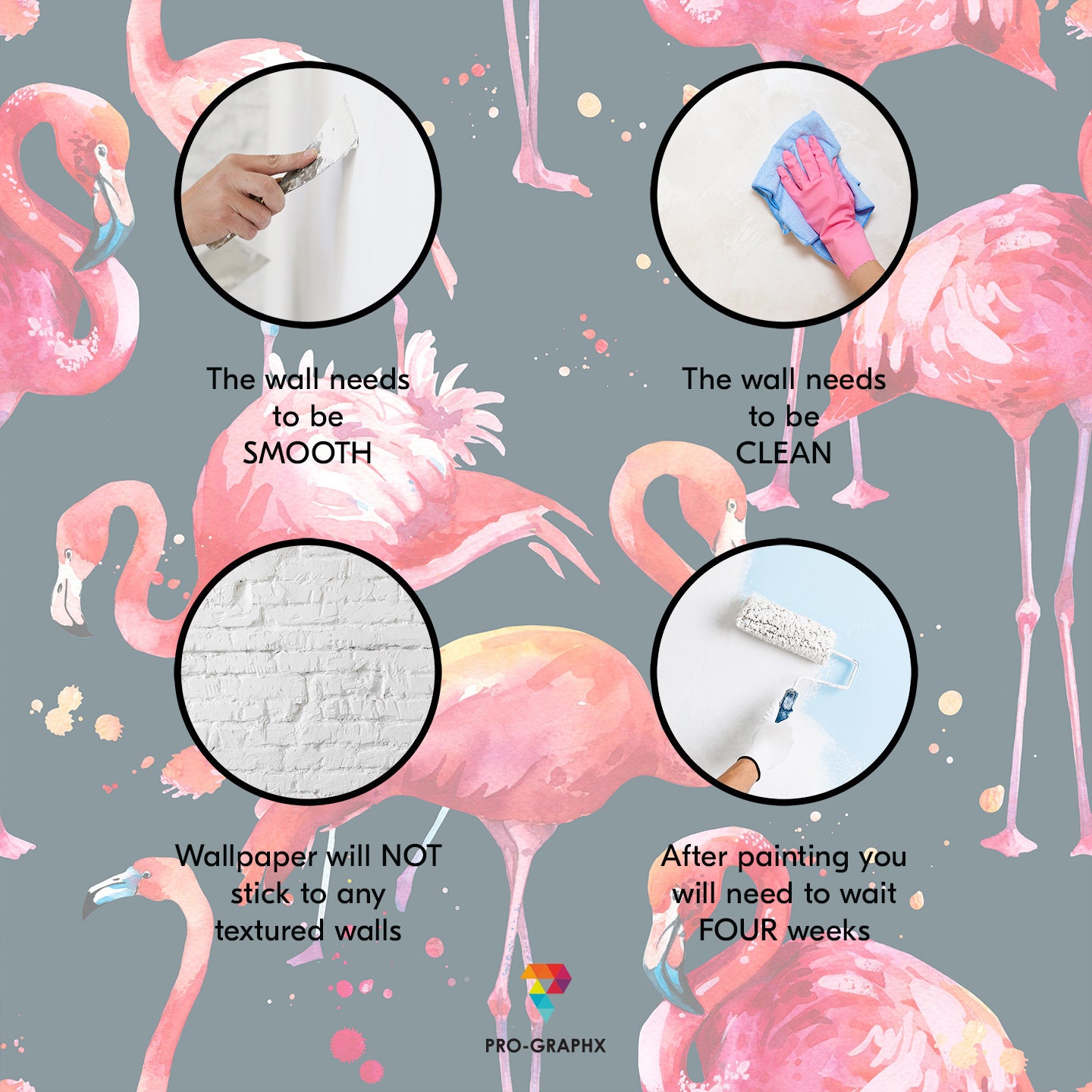 Peel and Stick Wallpaper FLAMINGO Removable Wall Paper | Etsy
