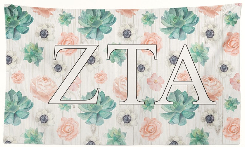 Zeta Tau Alpha 3' X 5' Succulent Floral Tapestry | Etsy
