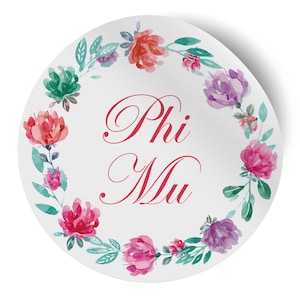 Phi Mu Watercolor Floral 5" X 5" Sticker - Etsy