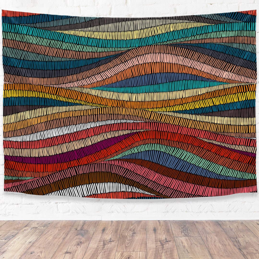 Pro-graphx Tapestry Embroidery Pattern Waves 53" X 70" - Boho Wall ...