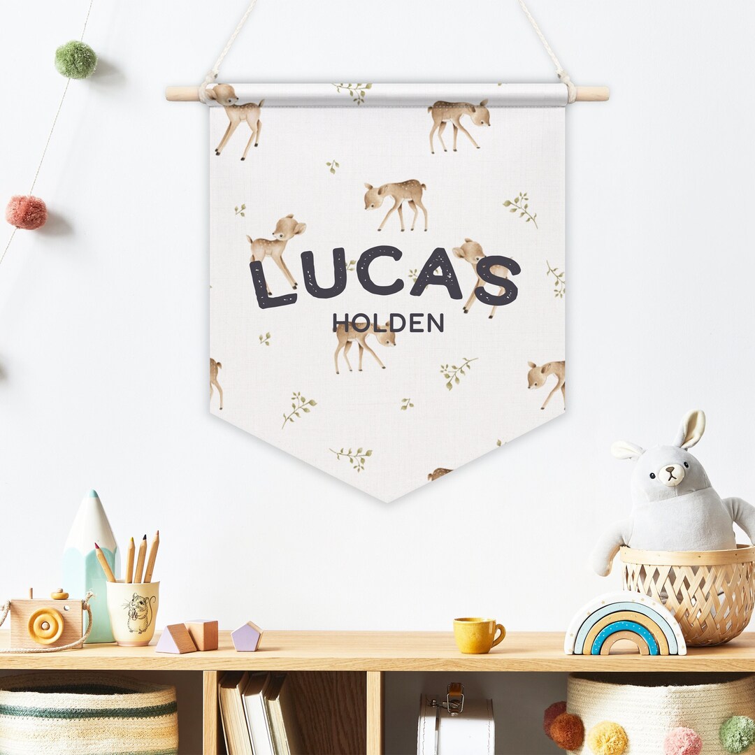 Custom Name Banner With Animal Print | Personalized Canvas Wall Flag ...