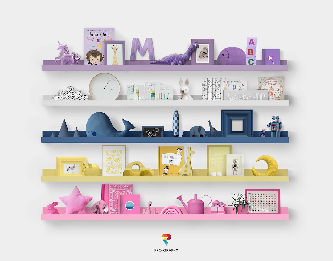 Pro-graphx Color Wooden Kids Shelf, Nursery Bookshelf, Children, Kids ...
