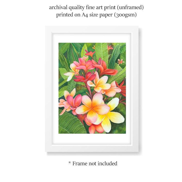 Frangipani Print, Plumeria Art, Tropical Painting, Hawaii Art, Tropical ...