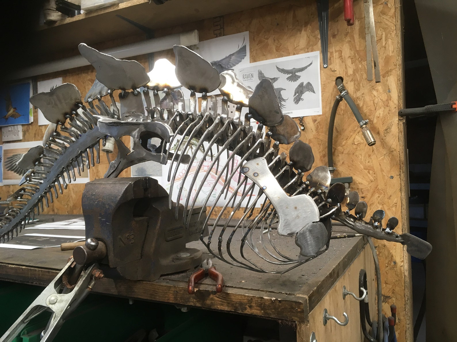 Handmade Welded Stegosaurus Skeleton Sculpture - Etsy
