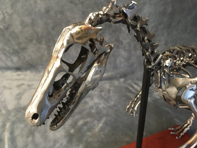 Handmade Welded Velociraptor Skeleton Sculpture - Etsy