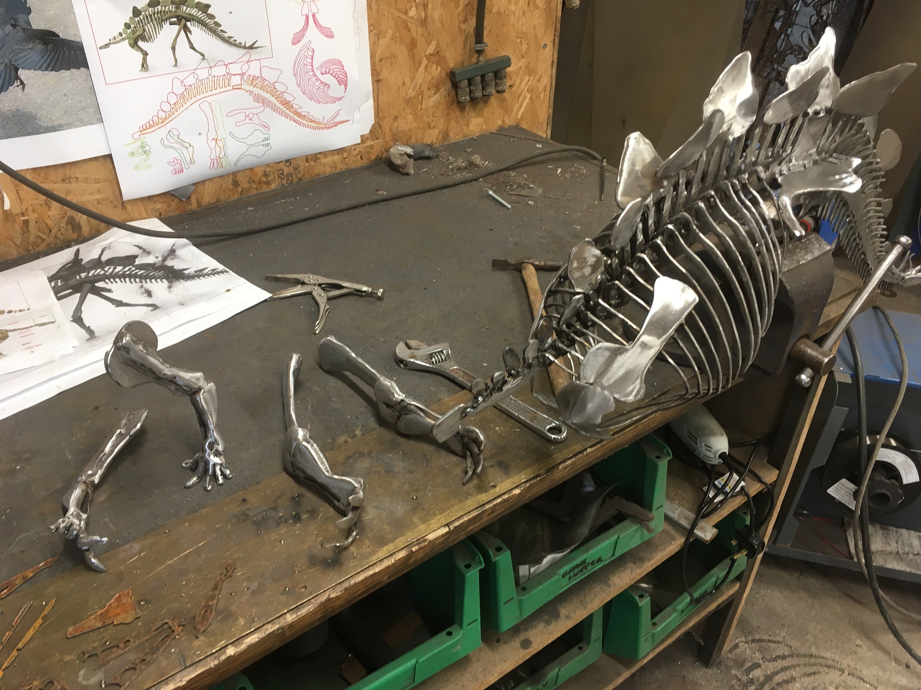 Handmade Welded Stegosaurus Skeleton Sculpture - Etsy