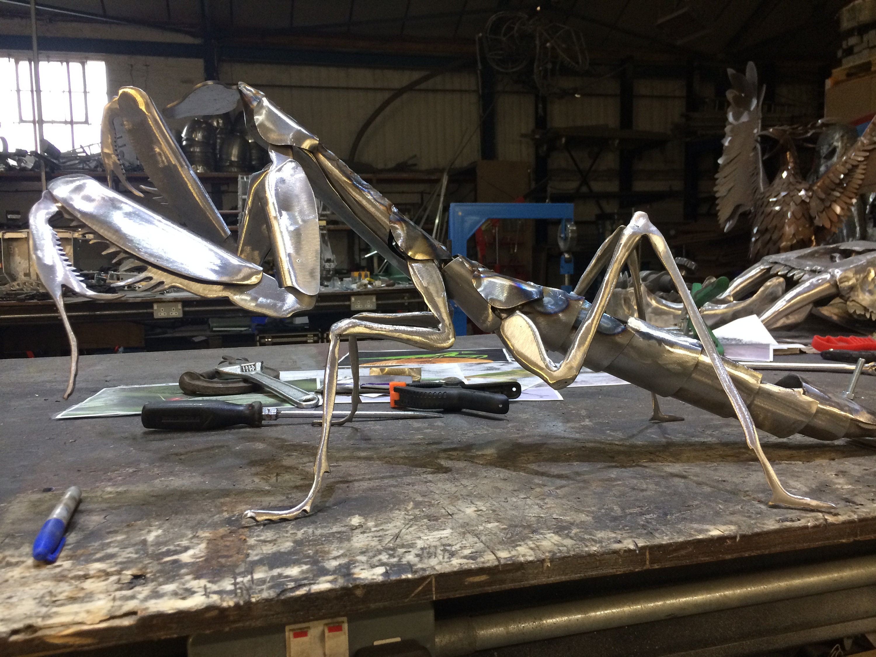 Handmade Metal Praying Mantis Sculpture - Etsy