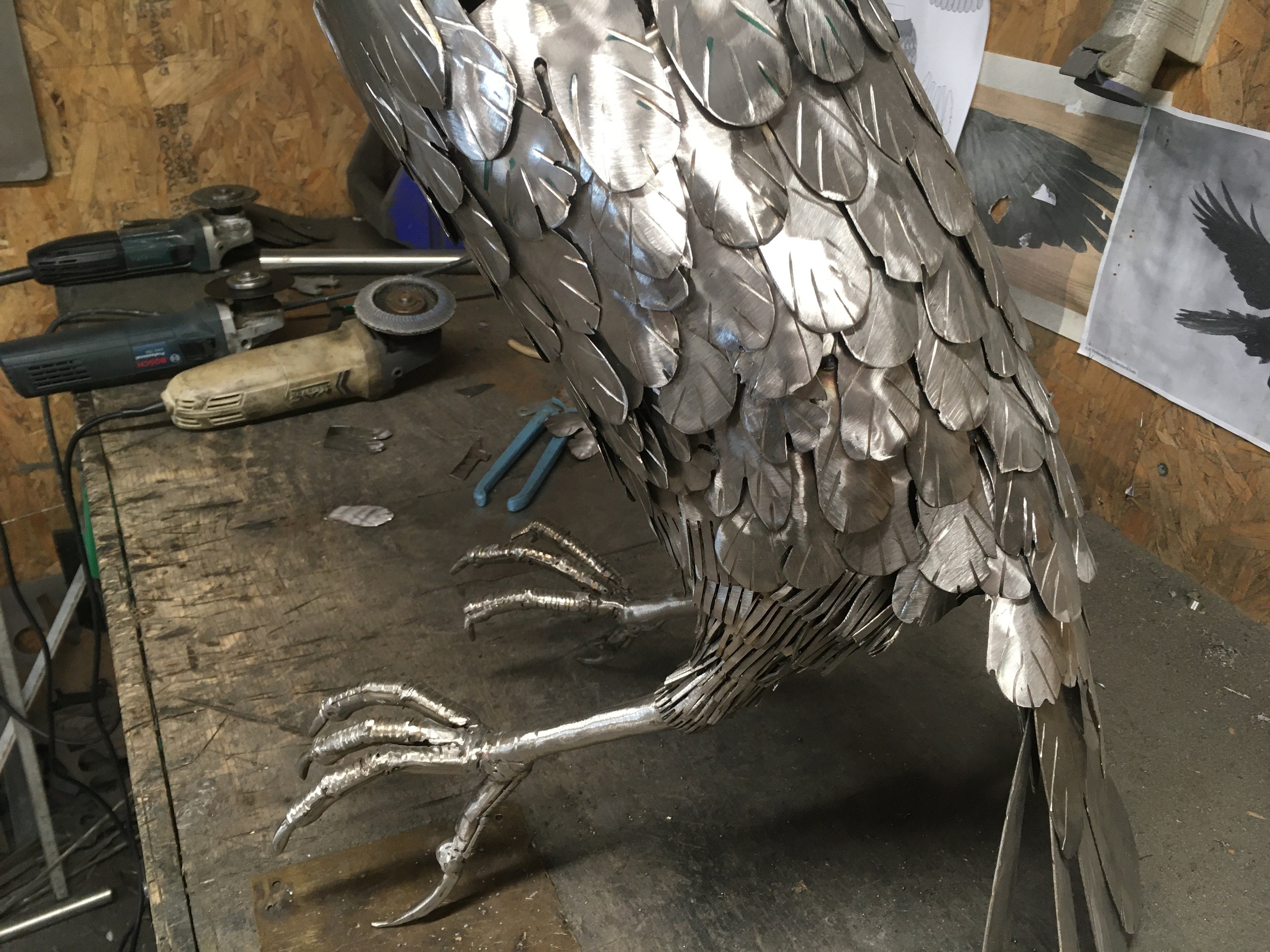 Stainless Steel Raven Sculpture - Etsy