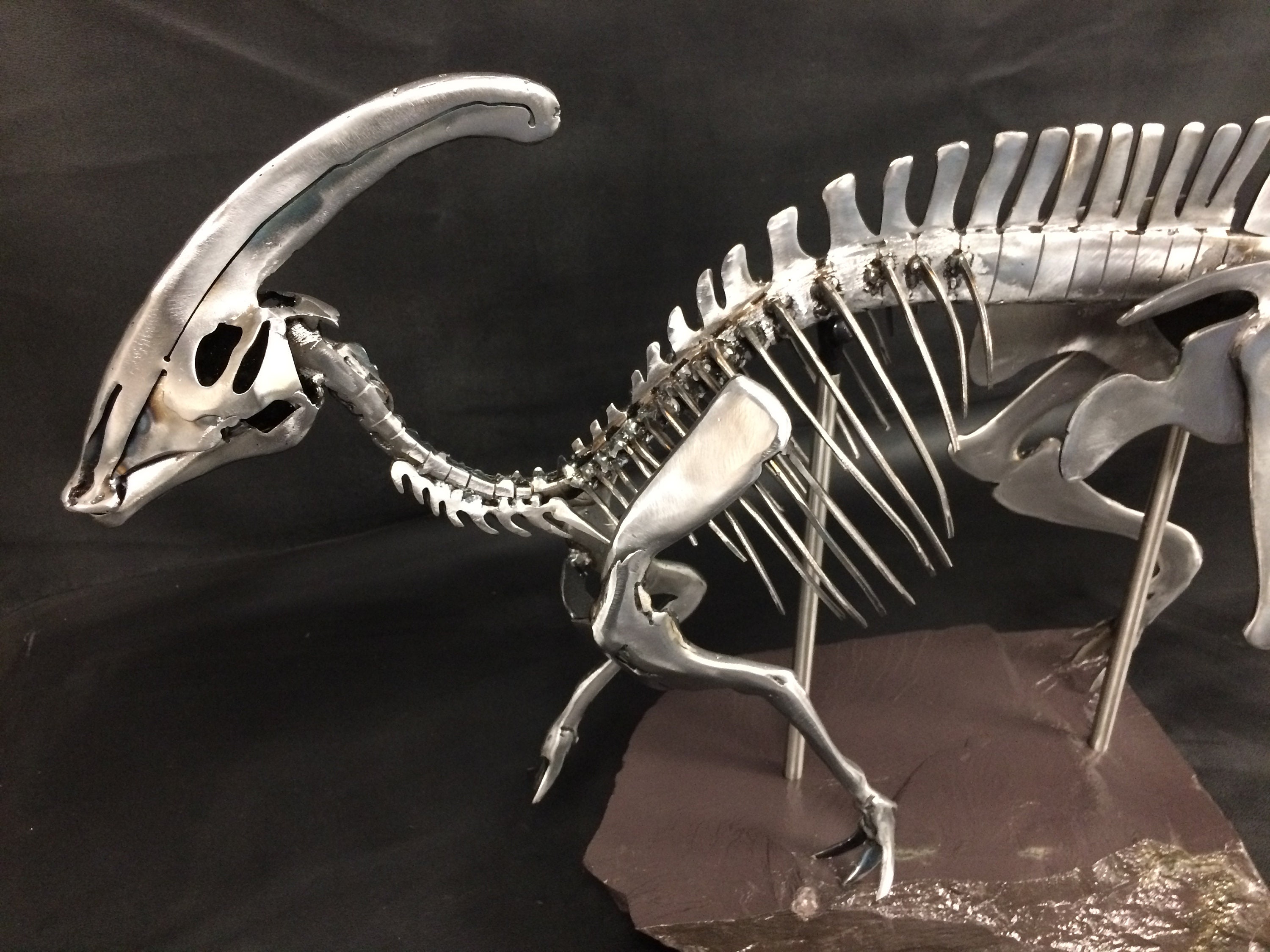 Handmade Welded Parasaurolophus Skeleton Sculpture (2nd Edition) - Etsy UK