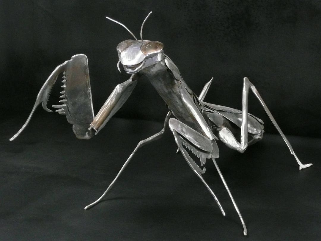 Handmade Metal Praying Mantis Sculpture - Etsy