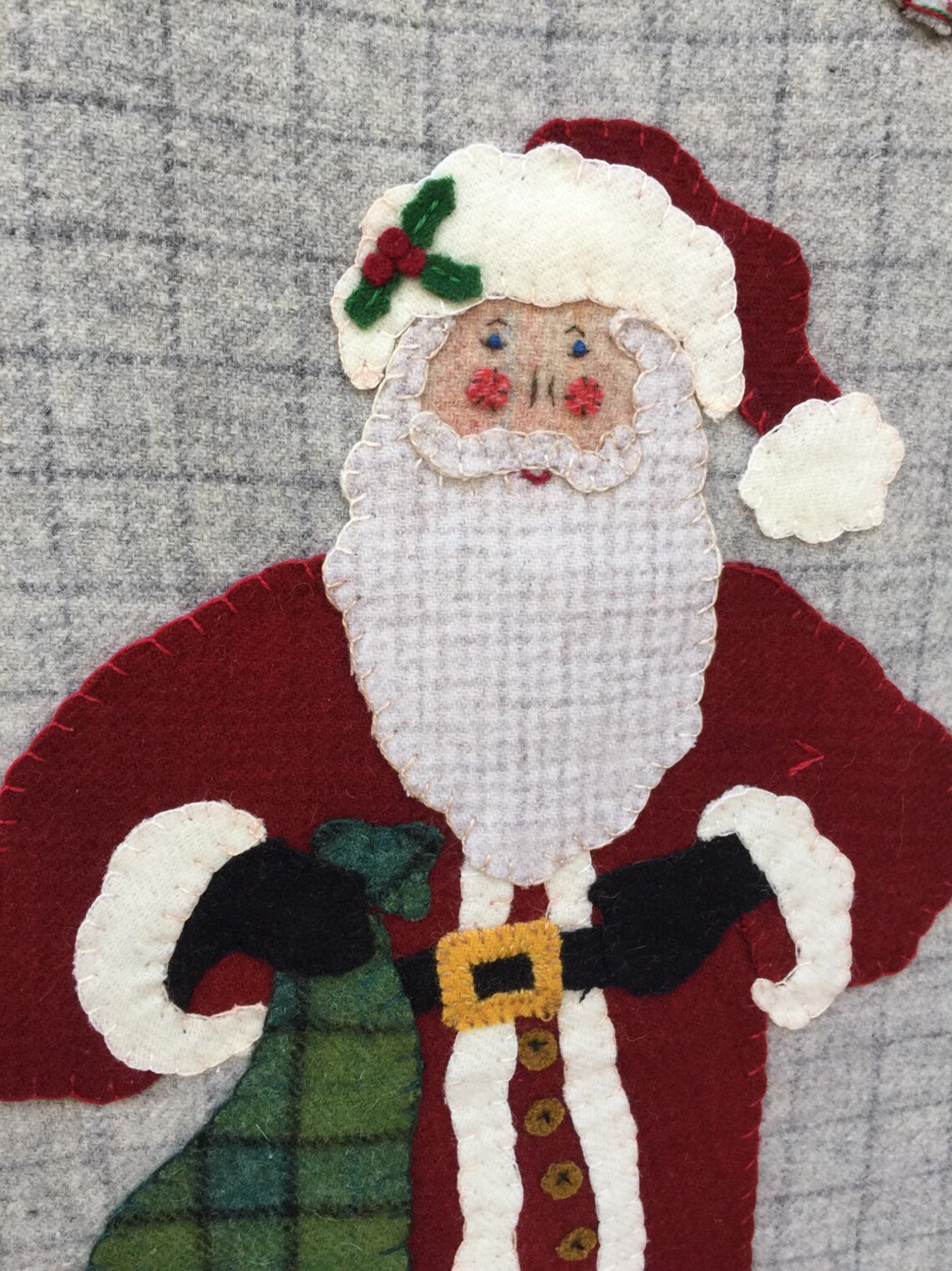 Pattern only Santa Clause hanging wool Appliqué | Etsy