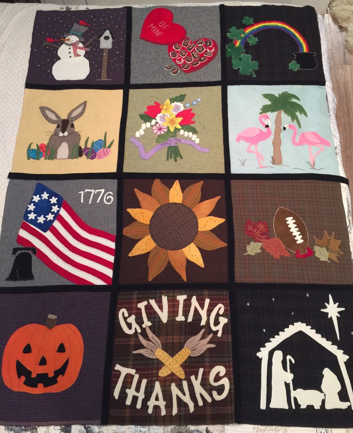 Pattern Only June Flamingos Pillow Wool Applique | Etsy