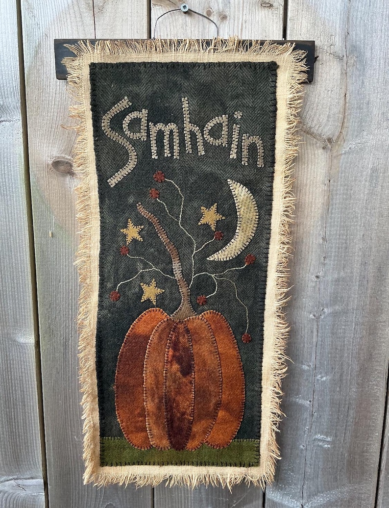 Digital Download! Samhain Pumpkin Banner Wool Appliqué for Halloween ...