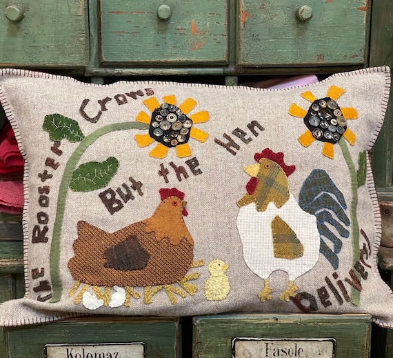 Pattern Only the Rooster Crows Wool Appliqué - Etsy