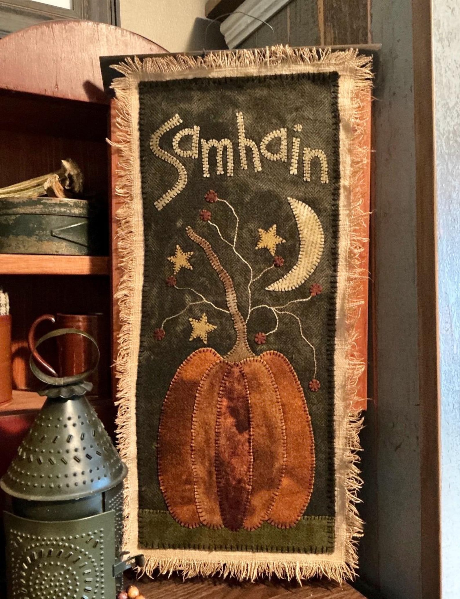 Digital Download! Samhain Pumpkin Banner Wool Appliqué for Halloween ...