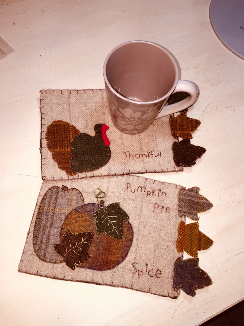 Digital Download. Fall Mug Rugs Wool Applique Kit - Etsy