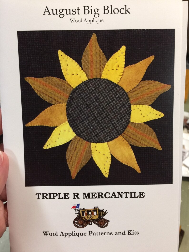 Digital Pattern August Sunflower Pillow Wool Applique - Etsy