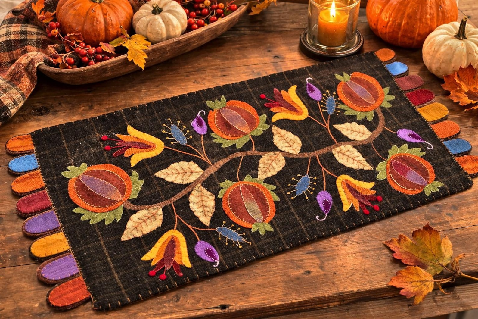 Pattern ONLY! Autumn Colors Table Runner Wool Applique - Etsy