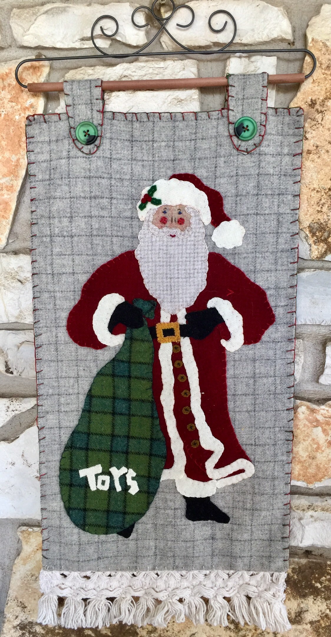 Digital Download Santa Clause Hanging Wool Appliqué | Etsy