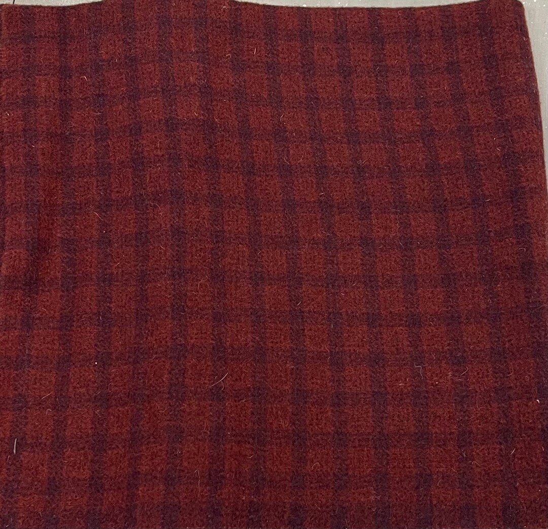 Dark Red Plaid Felted Wool Fabric for Applique or Rug Hooking - Etsy
