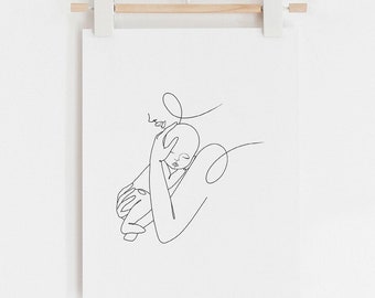 Mother Holding Baby Mother and Baby Line Art Mother's - Etsy