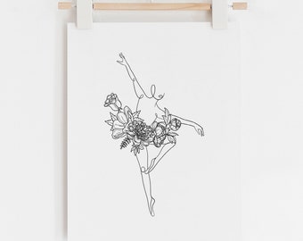 Ballerina Flower Line Art Floral Line Art Ballet Line Art | Etsy