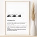 Autumn Definition Print, Autumn Wall Art, Fall Home Decor, Fall Print ...