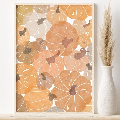 DIGITAL DOWNLOAD Floral Pumpkin Wall Art Fall Farmhouse - Etsy