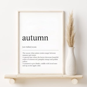 Autumn Definition Print, Autumn Wall Art, Fall Home Decor, Fall Print ...