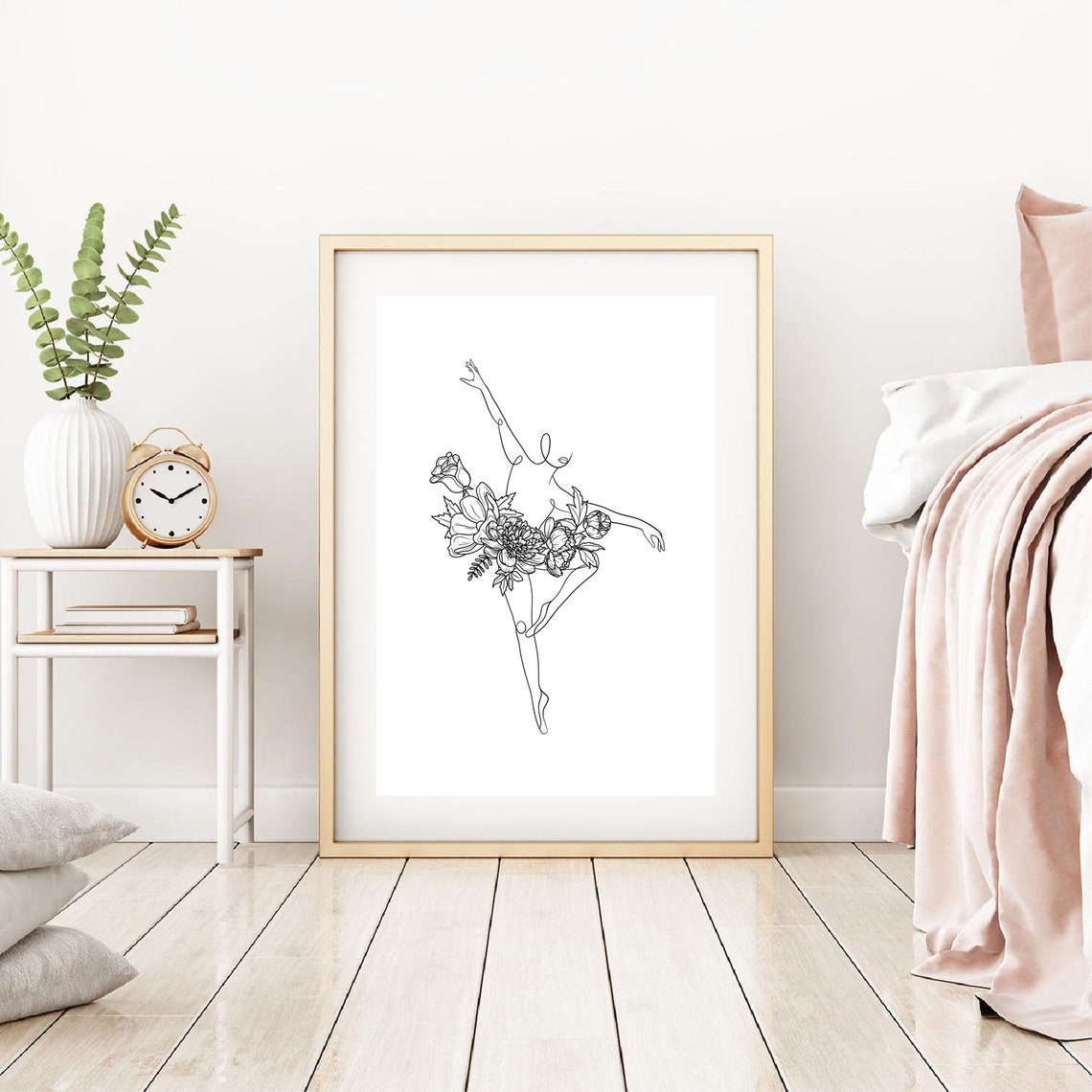 Ballerina Flower Line Art Floral Line Art Ballet Line Art Woman Line ...