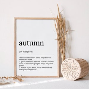 Autumn Definition Print, Autumn Wall Art, Fall Home Decor, Fall Print ...