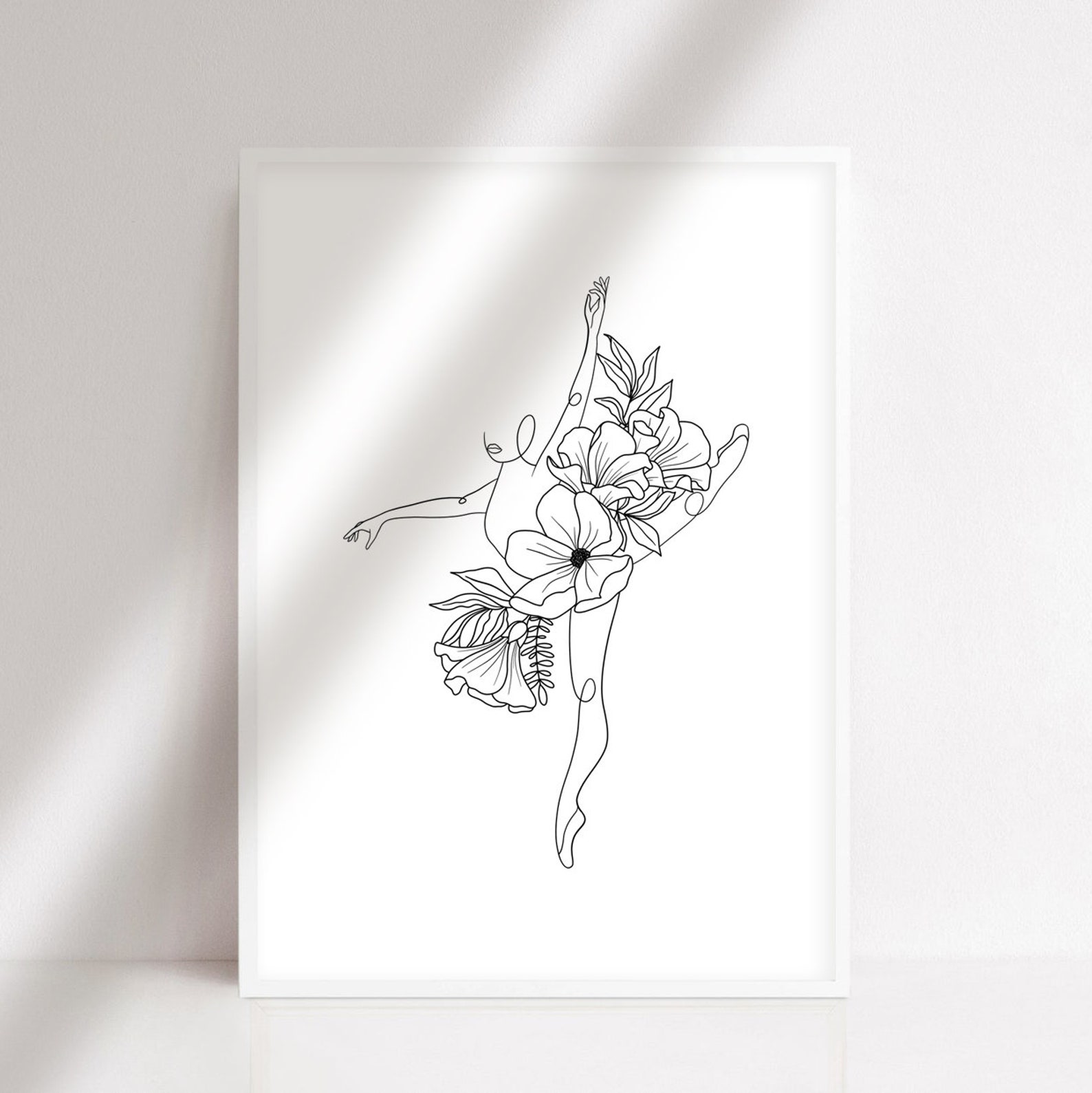 Ballerina Flower Line Art Floral Line Art Ballet Line Art Woman Line ...