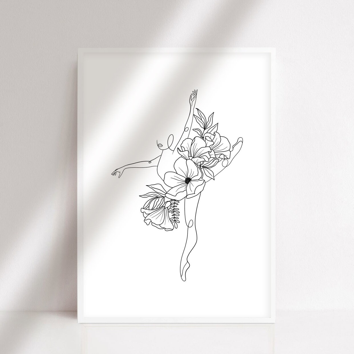 Ballerina Flower Line Art Floral Line Art Ballet Line Art Woman Line ...