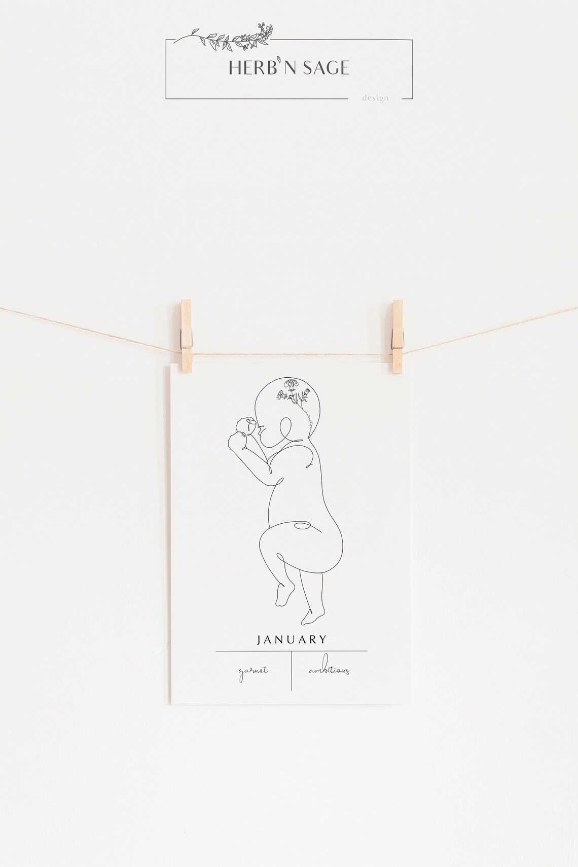 January Birth Month Print, Birth Month Flower, Birth Month Baby Stats ...