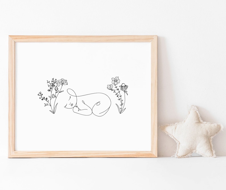 Baby Line Art, Baby Art for Nursery, Minimalist Nursery Artwork ...
