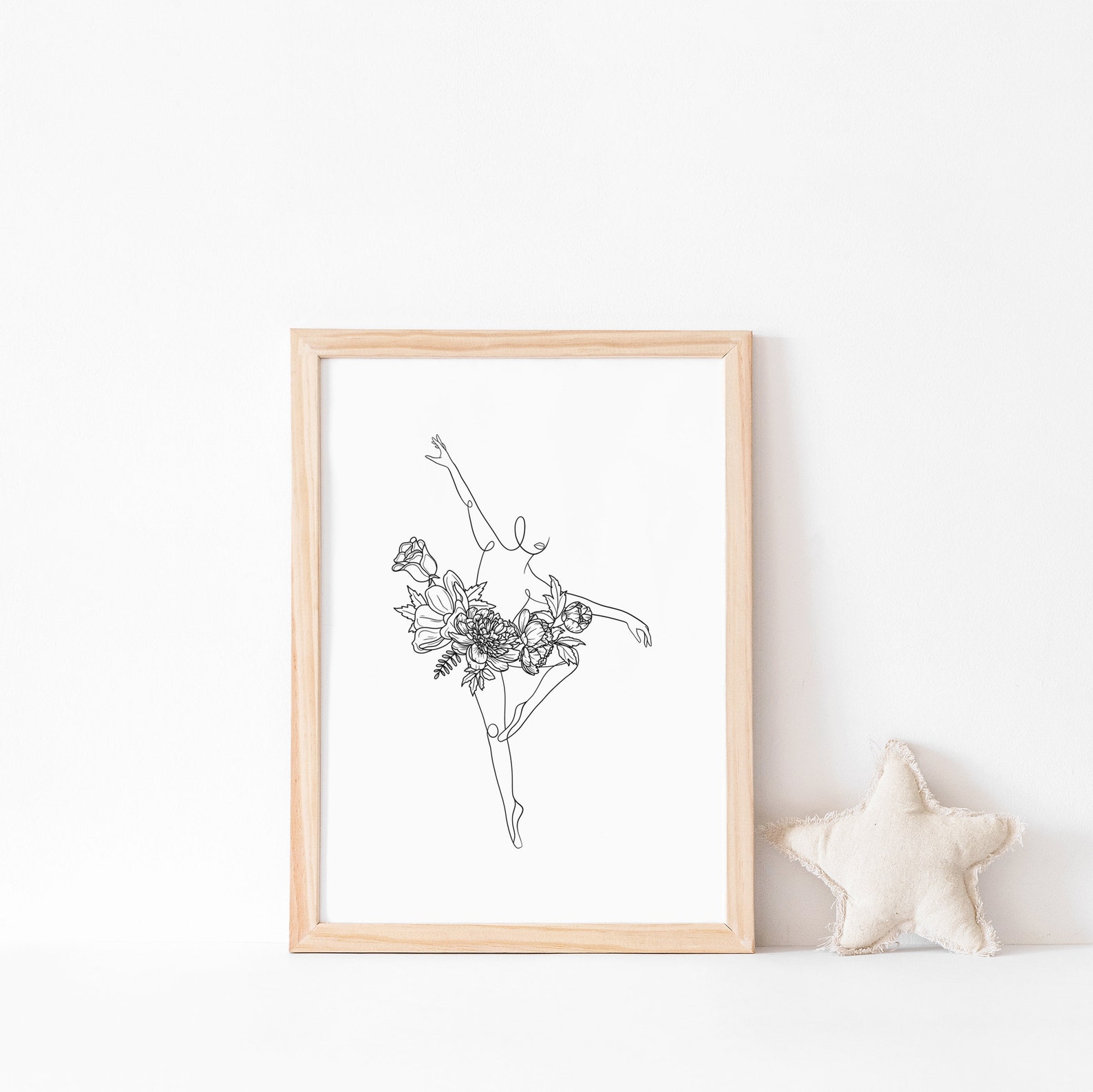 Ballerina Flower Line Art Floral Line Art Ballet Line Art Woman Line ...